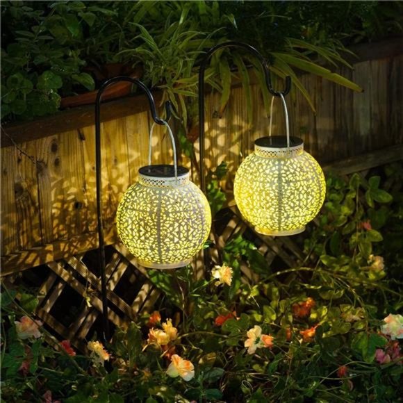 Accents | Solar Lantern Outdoor Lights Waterproof Garden Hanging Lights ...